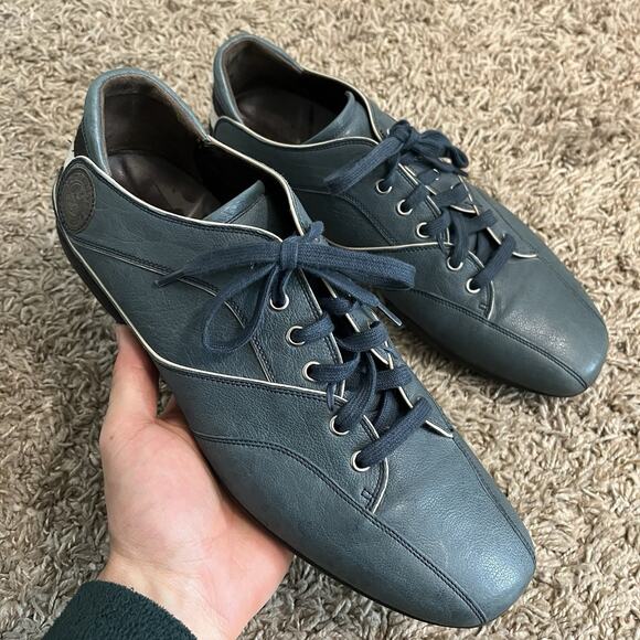 Bally | Shoes | Bally Aclass Blue Leather Driving Sneaker Shoes Size 85 ...